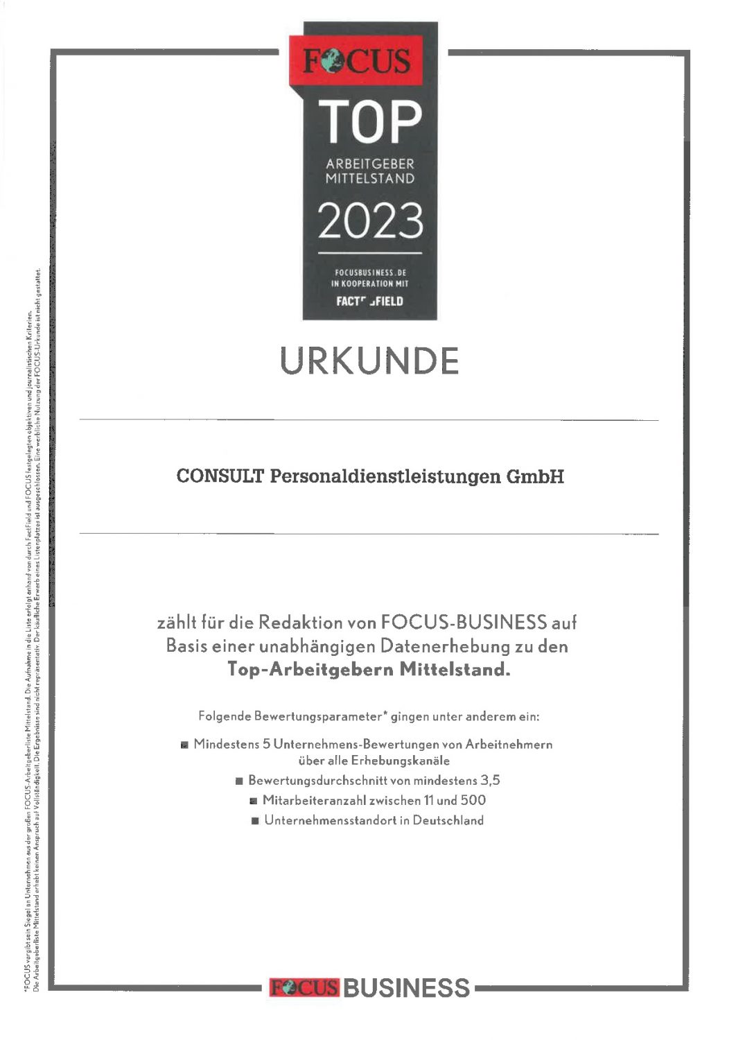 CONSULT von FOCUS Business ausgezeichnet! - CONSULT – Personalservices aus einer Hand – CONSULT ...