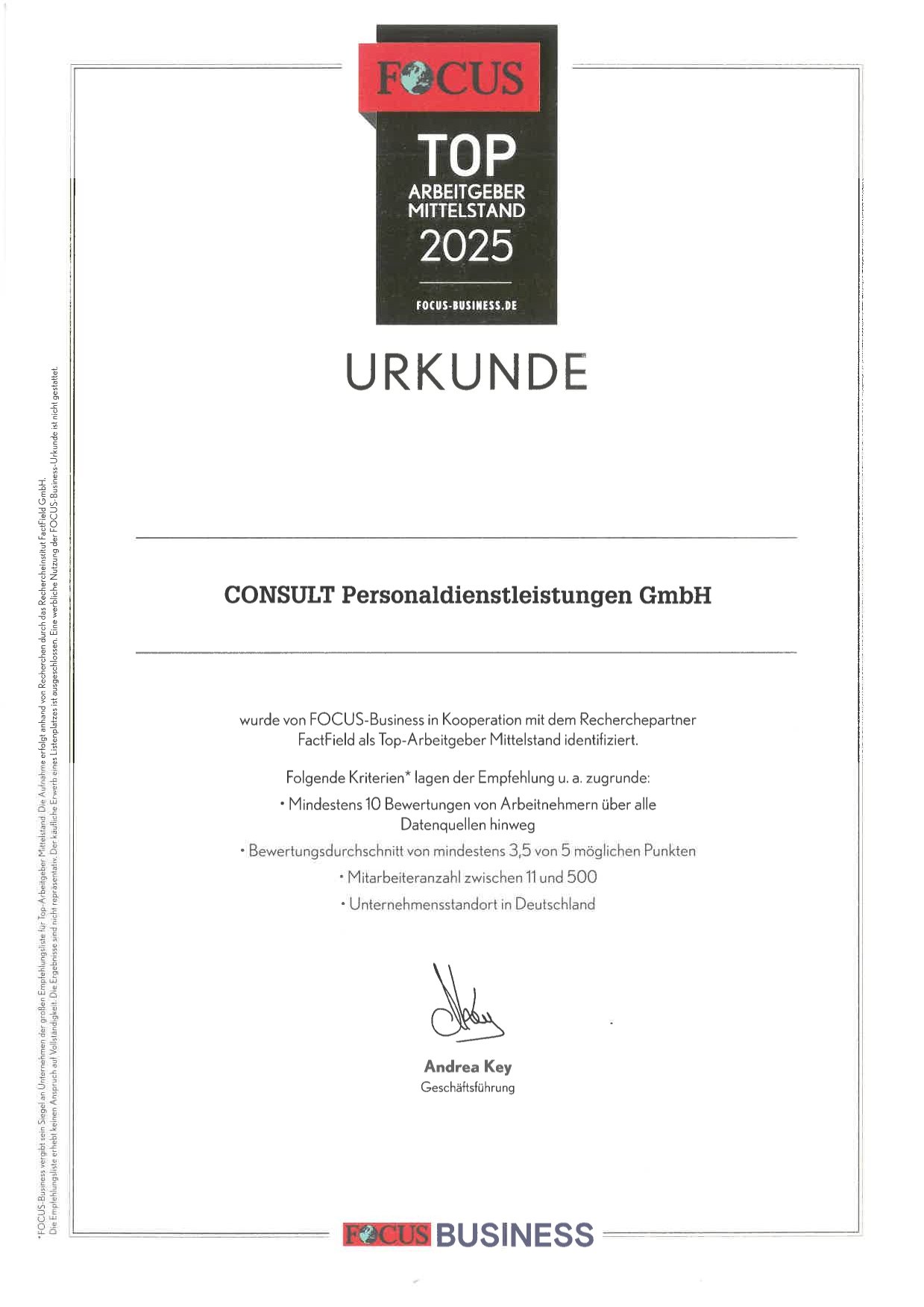 CONSULT ist "Top Arbeitgeber Mittelstand 2025" (Focus-Business) - CONSULT – Personalservices aus ...